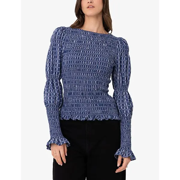 AMY LYNN Iris Checked Cotton Top