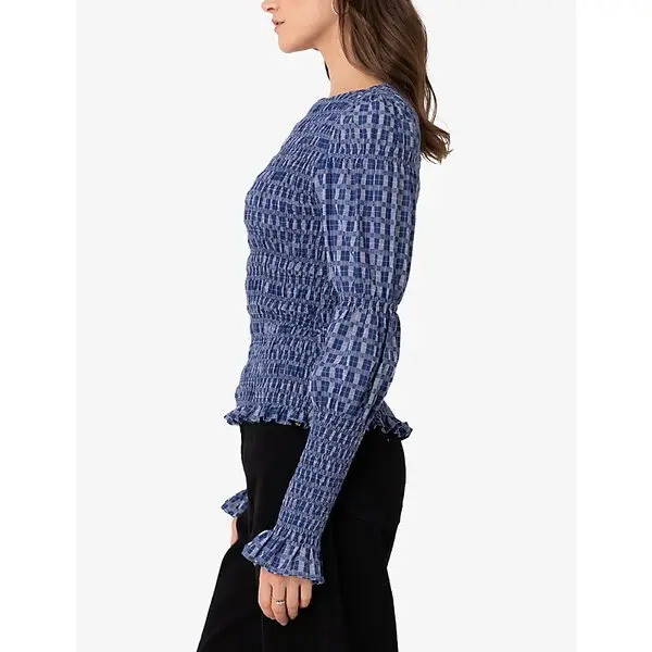 AMY LYNN Iris Checked Cotton Top