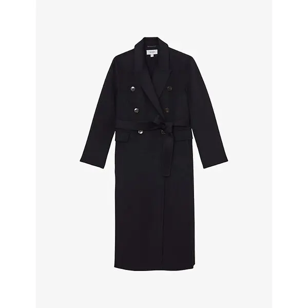 REISS Brogan Double-breasted Wool-blend Coat - Navy
