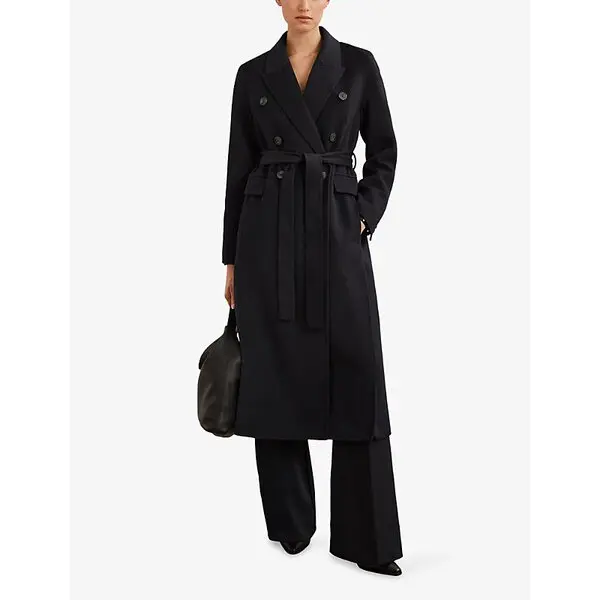 REISS Brogan Double-breasted Wool-blend Coat