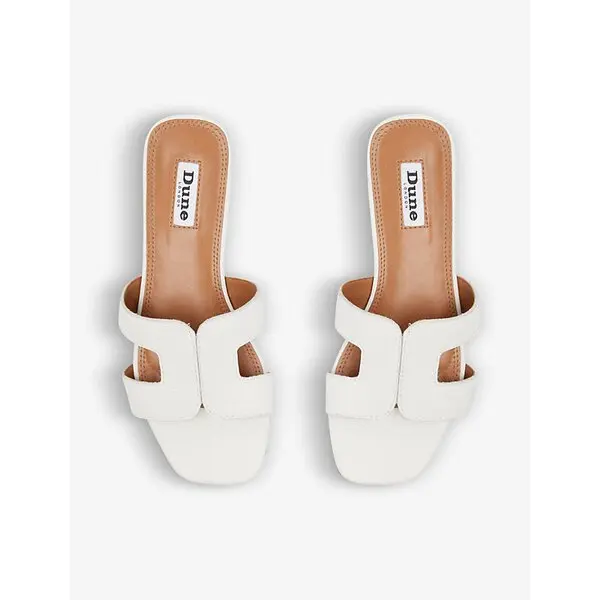 DUNE Loupe Cut-out Leather Sandals - White-leather