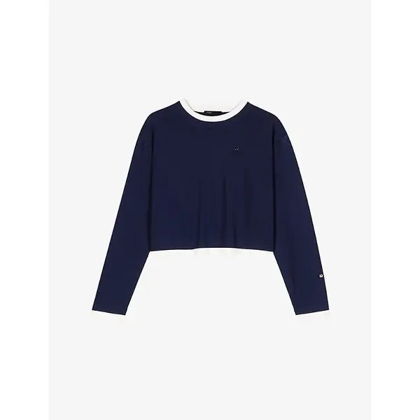 Maje Logo Embroidered Layered Effect Cotton T-shirt
