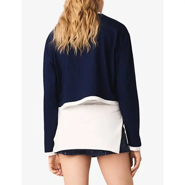 Maje Logo Embroidered Layered Effect Cotton T-shirt