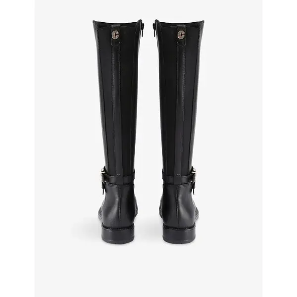 Carvela Posa Leather Flat Knee-high Boots With Buckle Detail