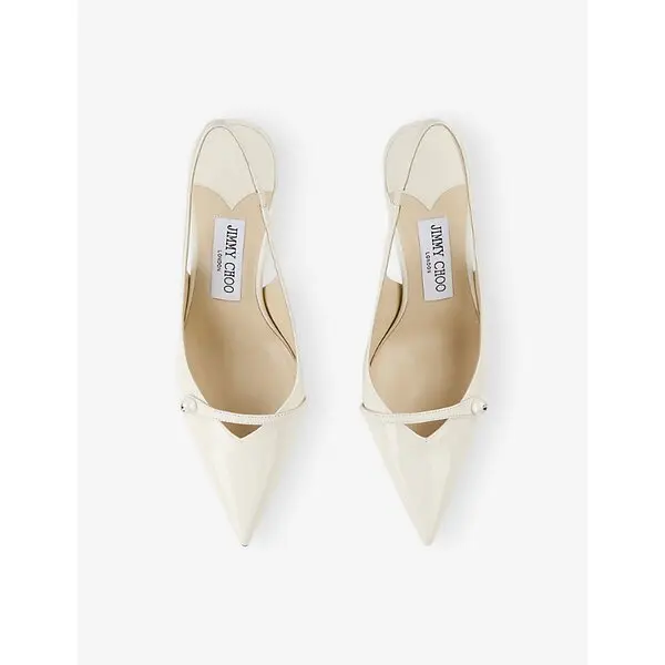 JIMMY CHOO Amita 85 Patent Leather Slingbacks - Latte/latte