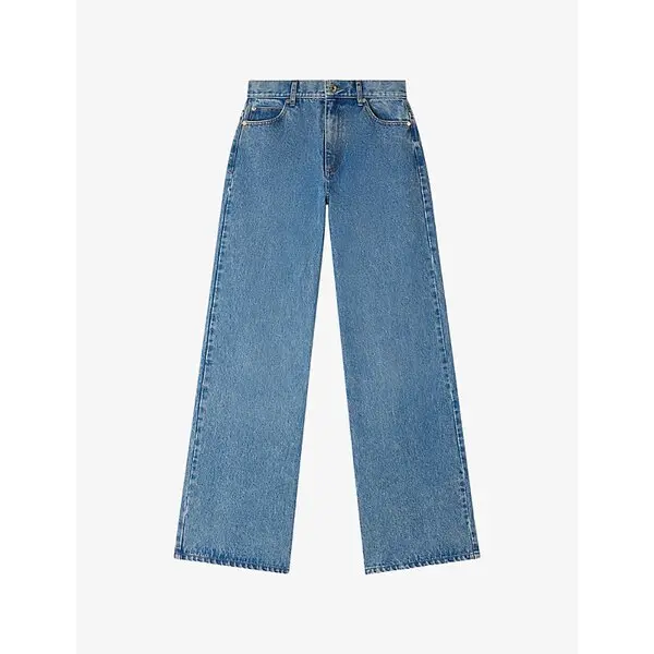 Sandro Wide-leg Faded Denim Jeans - Blue Jean