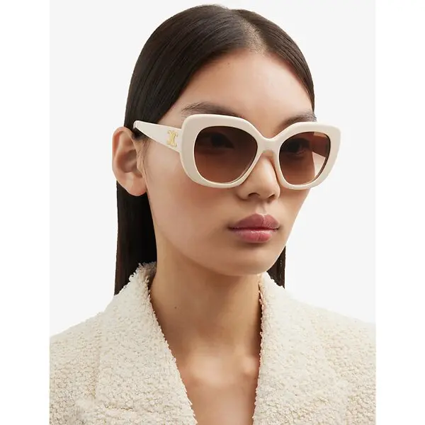 Celine Butterfly Frame Acetate Sunglasses - White