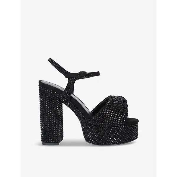 Kurt Geiger Kensington Eagle Embellished Woven Platform Sandals - Blk/other
