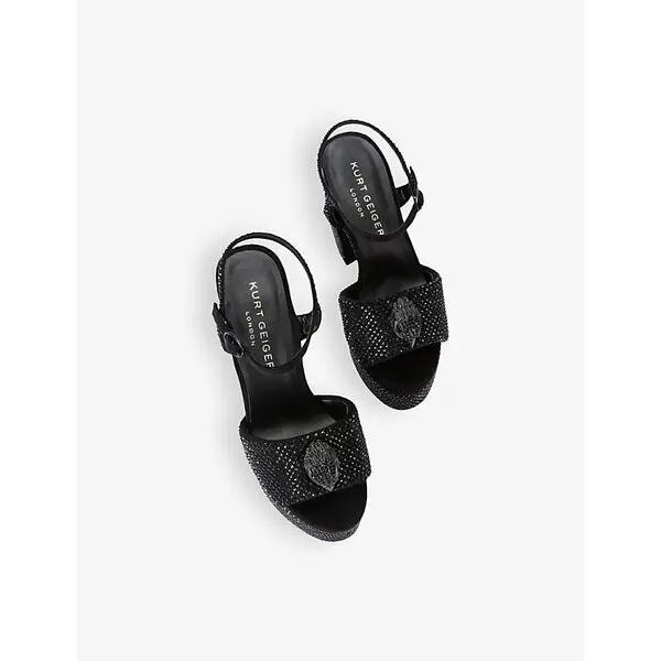 Kurt Geiger Kensington Eagle Embellished Woven Platform Sandals