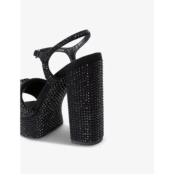 Kurt Geiger Kensington Eagle Embellished Woven Platform Sandals