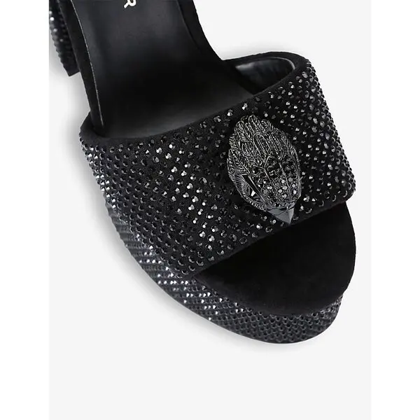 Kurt Geiger Kensington Eagle Embellished Woven Platform Sandals