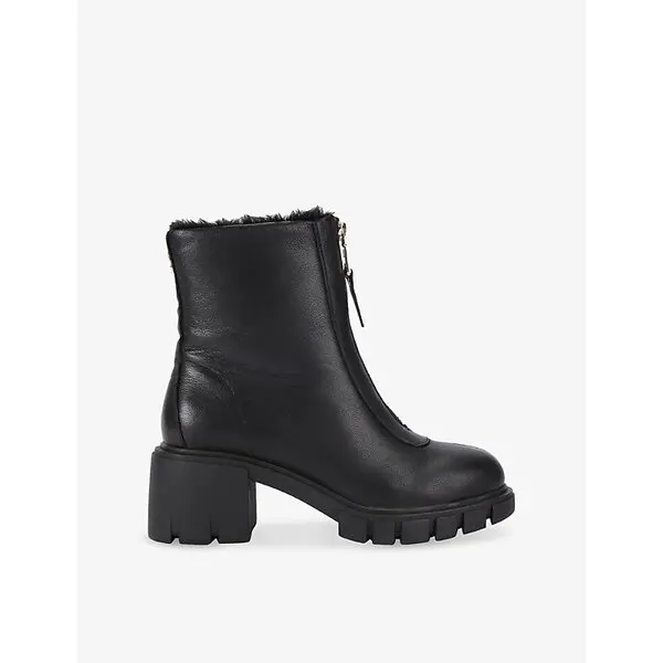Carvela Ignite Zip Heeled Leather Ankle Boots - Black