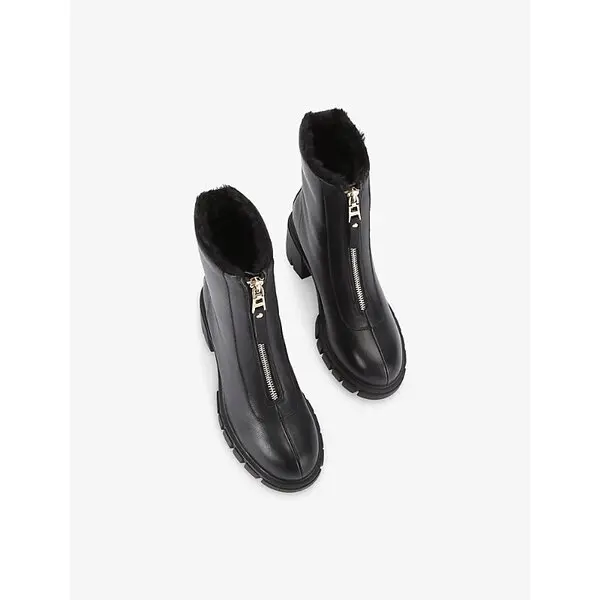 Carvela Ignite Zip Heeled Leather Ankle Boots - Black