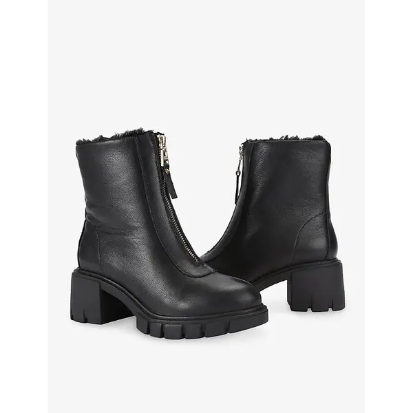 Carvela Ignite Zip Heeled Leather Ankle Boots - Black