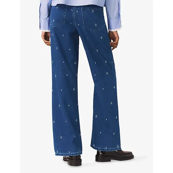 Maje Wide-leg Rhinestone-embellished Denim Jeans