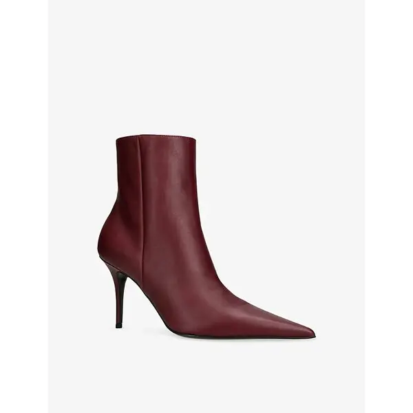 Amina Muaddi Barbara 90 Leather Heeled Ankle Boots