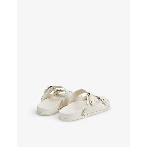 JIMMY CHOO Fayence Pearl Embellished Leather Sandals - Latte