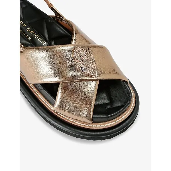 Kurt Geiger Orson Metallic Leather Flat Sandals - Bronze