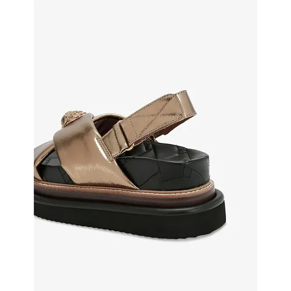 Kurt Geiger Orson Metallic Leather Flat Sandals - Bronze