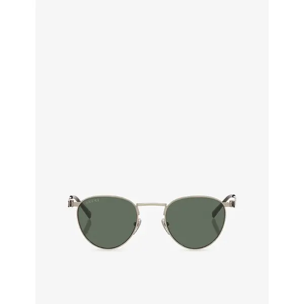 Gucci Oval-frame Metal Sunglasses - Silver