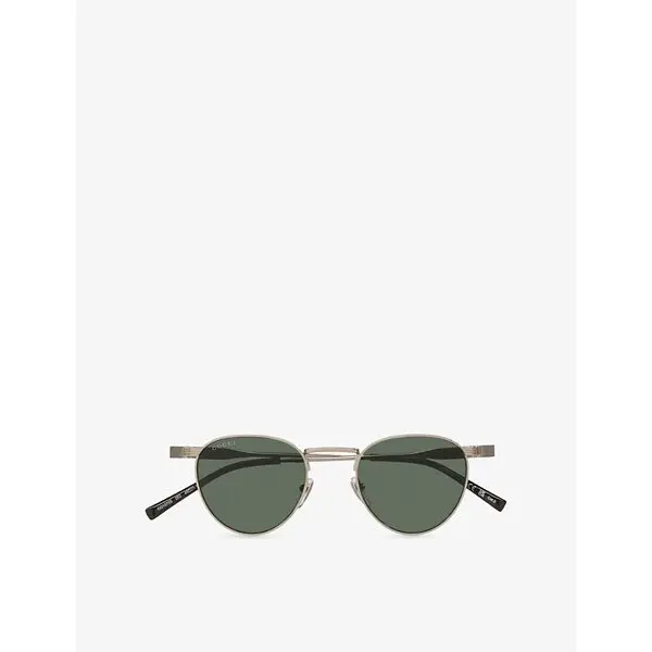 Gucci Oval-frame Metal Sunglasses - Silver