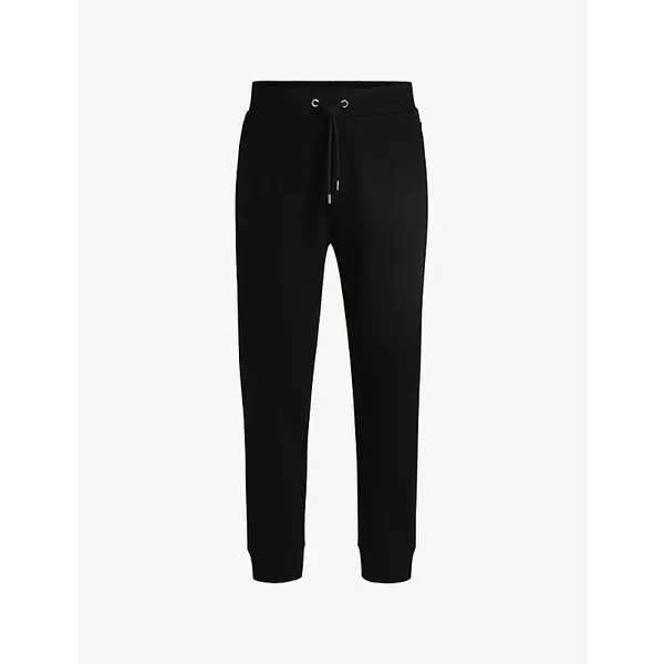 BOSS Drawstring-waist Slim-fit Tapered-leg Cotton-jersey Jogging Bottoms - Black