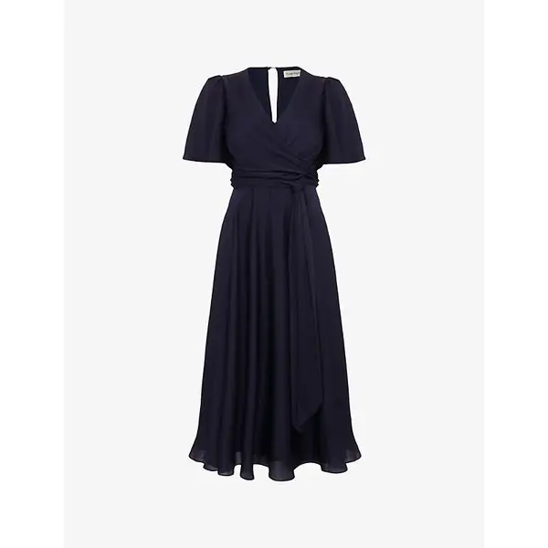 PHASE EIGHT Abbie Wrap-front Woven Midi Dress - Navy