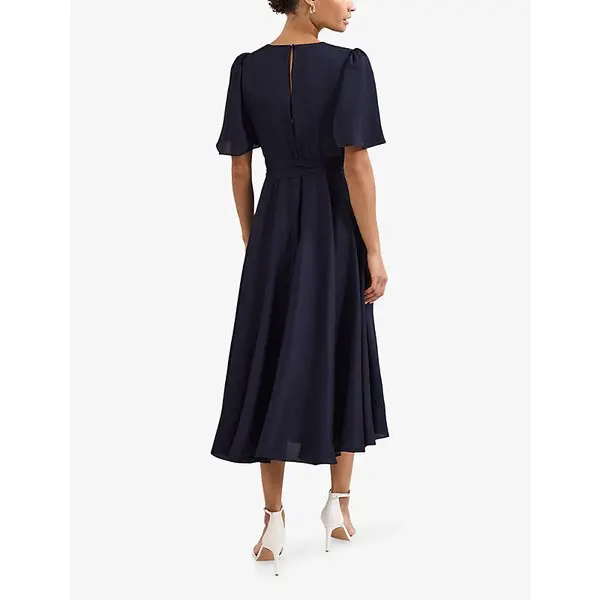 PHASE EIGHT Abbie Wrap-front Woven Midi Dress - Navy