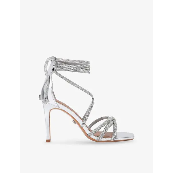 Carvela Paparazzi Embellished Metallic High Heel Sandals - Silver