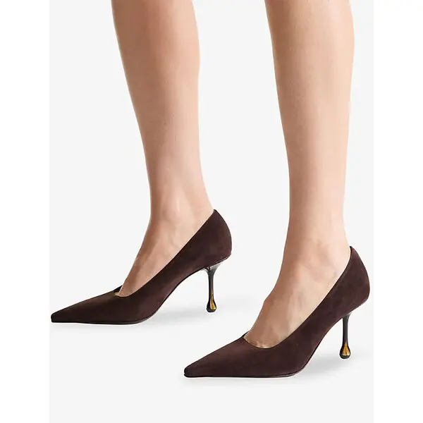 JIMMY CHOO Ixia 80 Suede Pointed Toe Stiletto Pumps - Chocolate