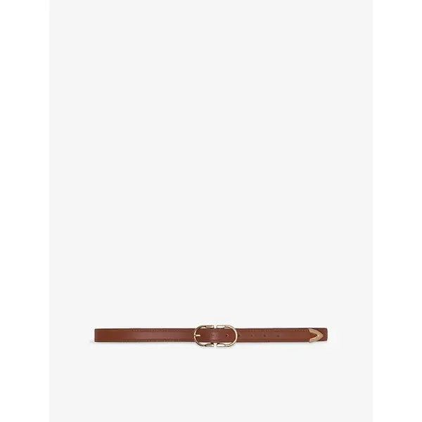Maje Double Buckle Leather Belt - Camel
