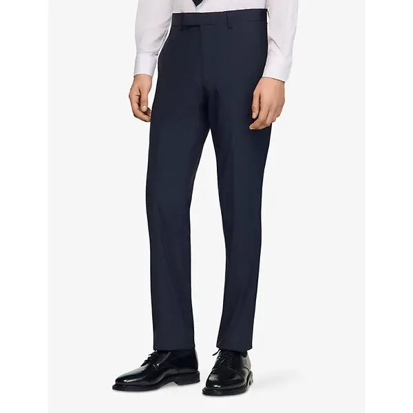 Sandro Slim-fit Straight-leg Stretch-wool Trousers