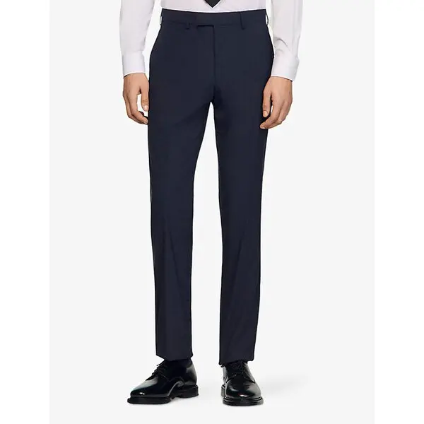 Sandro Slim-fit Straight-leg Stretch-wool Trousers
