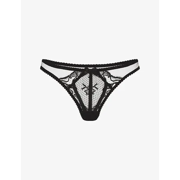 Agent Provocateur Rozlyn Low-rise Lace Mesh Thong - Black