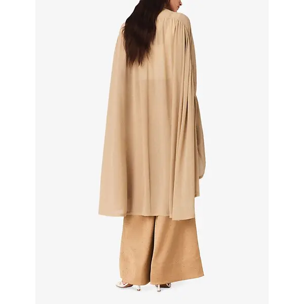 Maje Sandro Crystal-embellished Cape Hem Woven Top