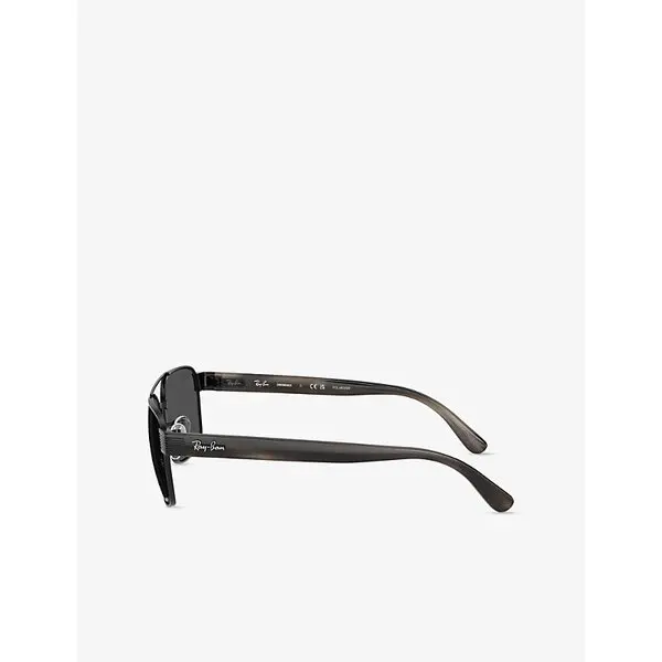 Ray-ban Rb3751ch Square-frame Metal Sunglasses - Black