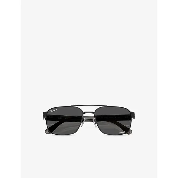 Ray-ban Rb3751ch Square-frame Metal Sunglasses - Black