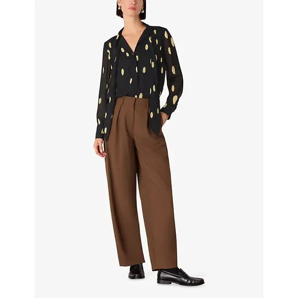 Whistles Polka-dot Tie-neck Woven Blouse