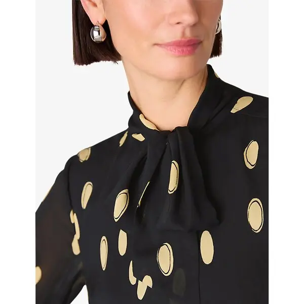 Whistles Polka-dot Tie-neck Woven Blouse