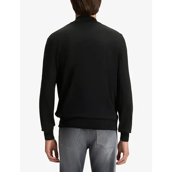 BOSS Zip-neck Regular-fit Wool-knitted Jumper