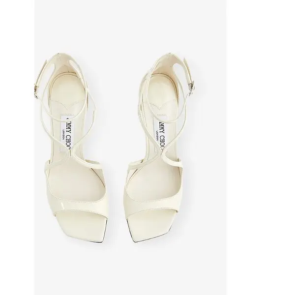 JIMMY CHOO Azia Strappy 95 Patent Leather Heeled Sandals - Latte