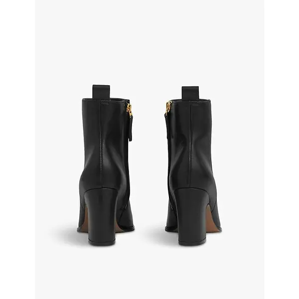 REISS Amy Block-heel Leather Ankle Boots