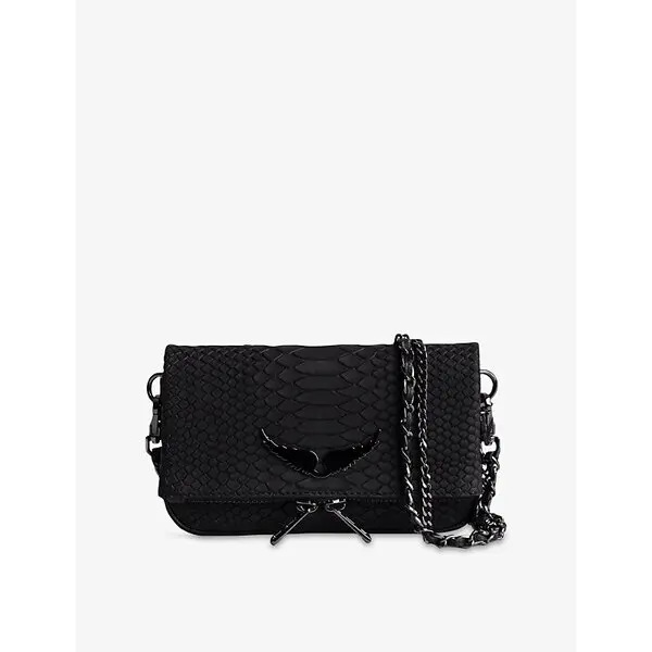 Zadig&Voltaire Rock Nano Soft Savage Leather Clutch Bag - Black