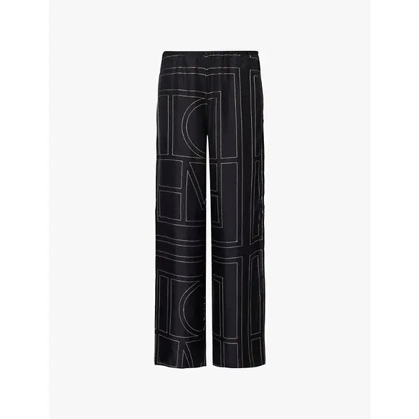 TOTEME Monogram Silk Pyjama Bottoms - Black Monogram
