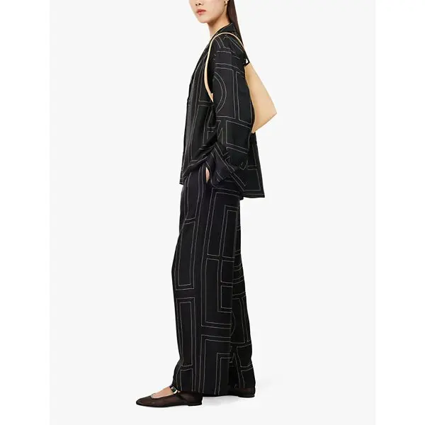 TOTEME Monogram Silk Pyjama Bottoms - Black Monogram