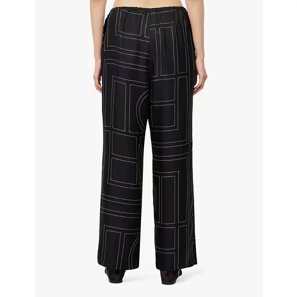 TOTEME Monogram Silk Pyjama Bottoms - Black Monogram