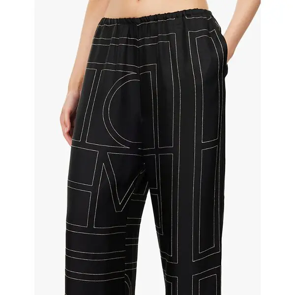 TOTEME Monogram Silk Pyjama Bottoms - Black Monogram