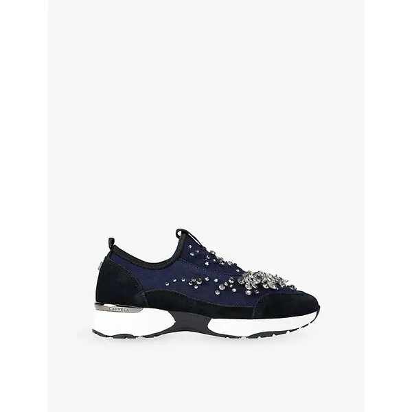 Carvela Tempo Jewel Slip-on Woven Trainers - Navy
