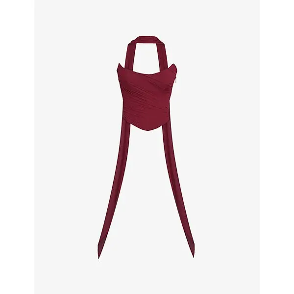 House Of Cb Hallie Strapless Corset With Neck Scarf - Cabernet