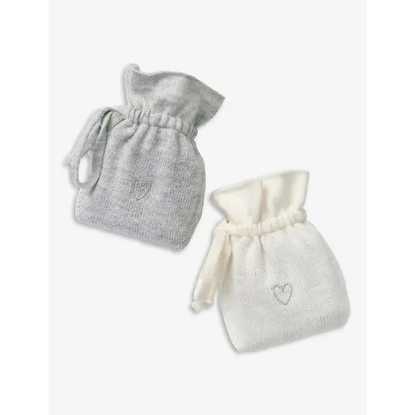 THE WHITE COMPANY Set Of Two Heart-embroidered Wool And Cotton Lavender Bags - Multi